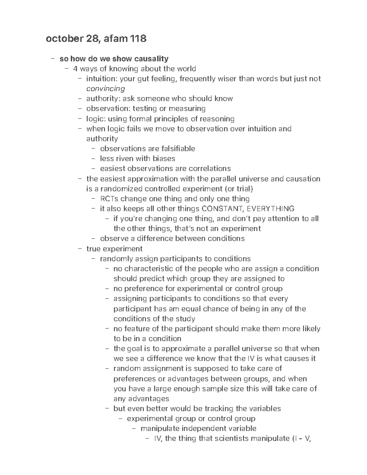 October 28, afam 118 - notes for this class