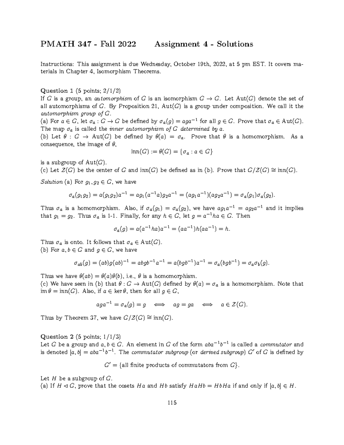 Pmath 347-A4-solutions - PMATH 347 - Fall 2022 Assignment 4 - Solutions ...