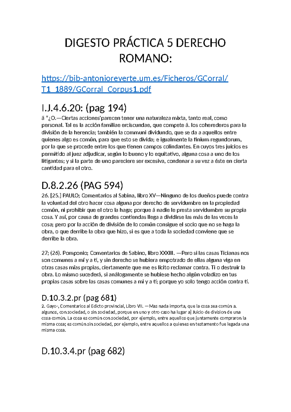 Digesto Práctica 5 Derecho Romano - DIGESTO PRÁCTICA 5 DERECHO ROMANO ...