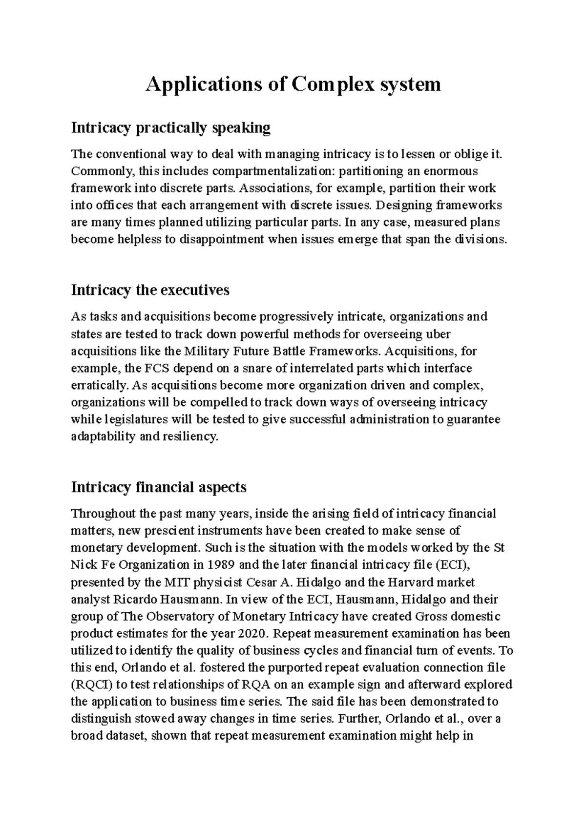 Applications of Complex system - Applications of Complex system ...