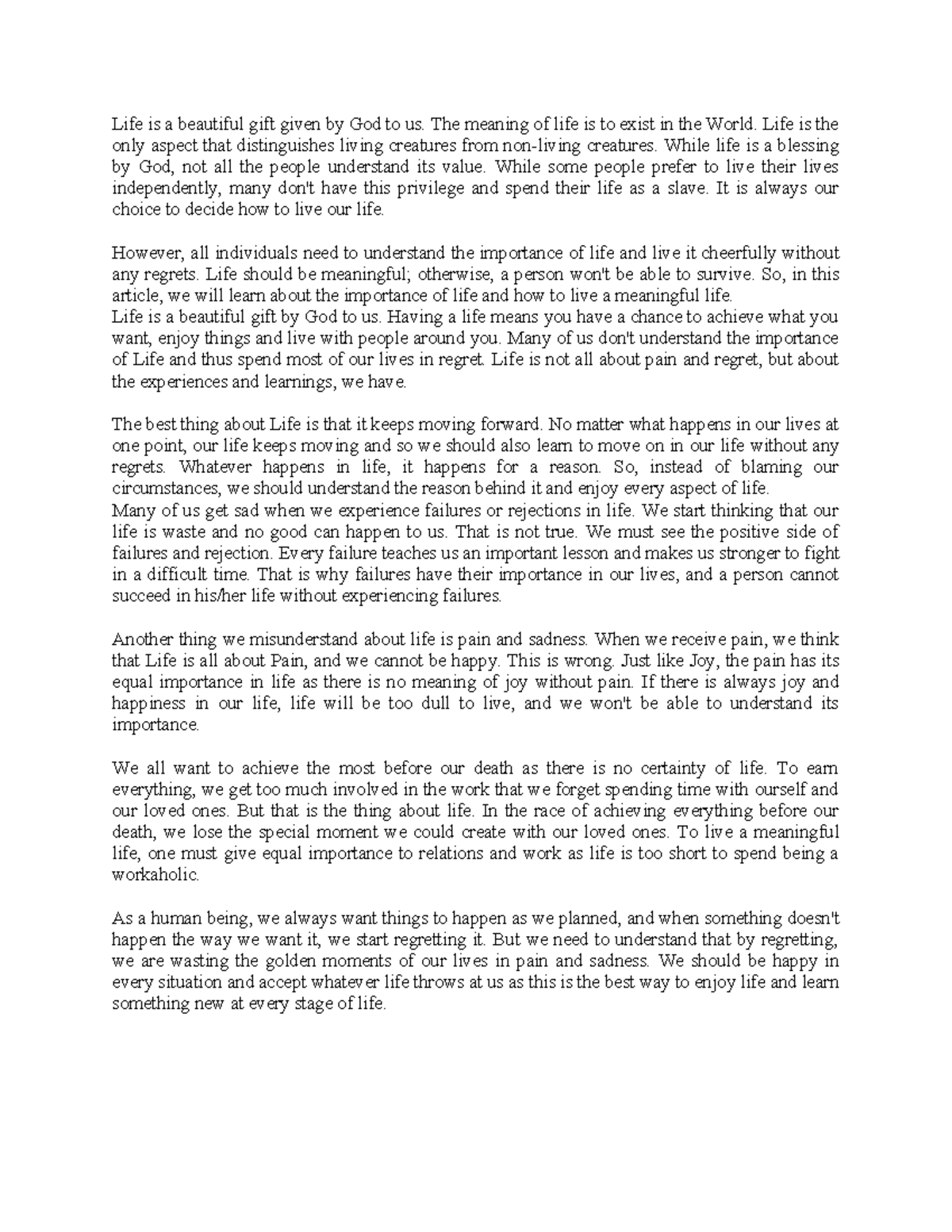Ilide Life Essay - Life is a beautiful gift given by God to us. The ...