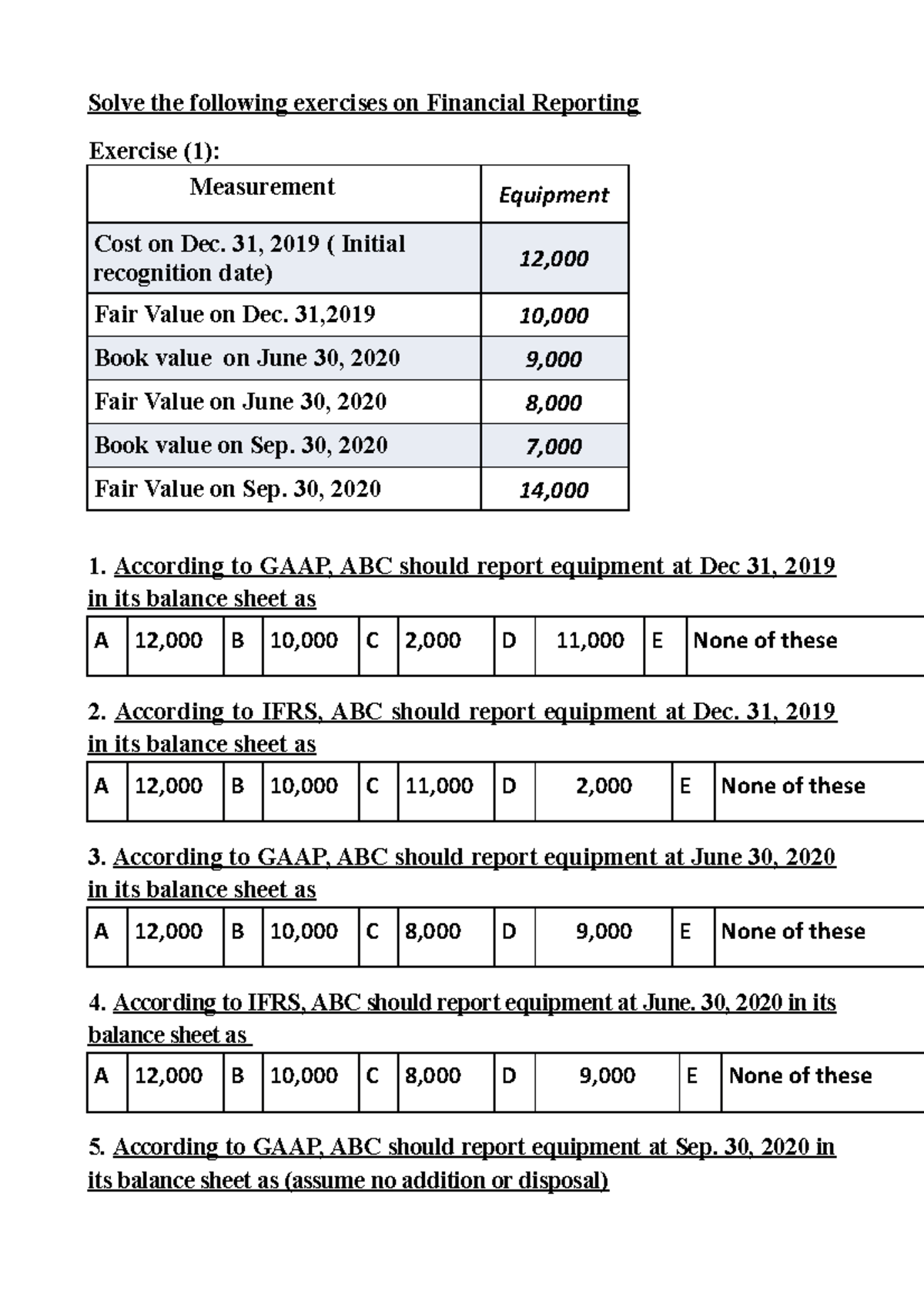 Lecture 5 Financial Reporting Cases - Solve the following exercises on ...