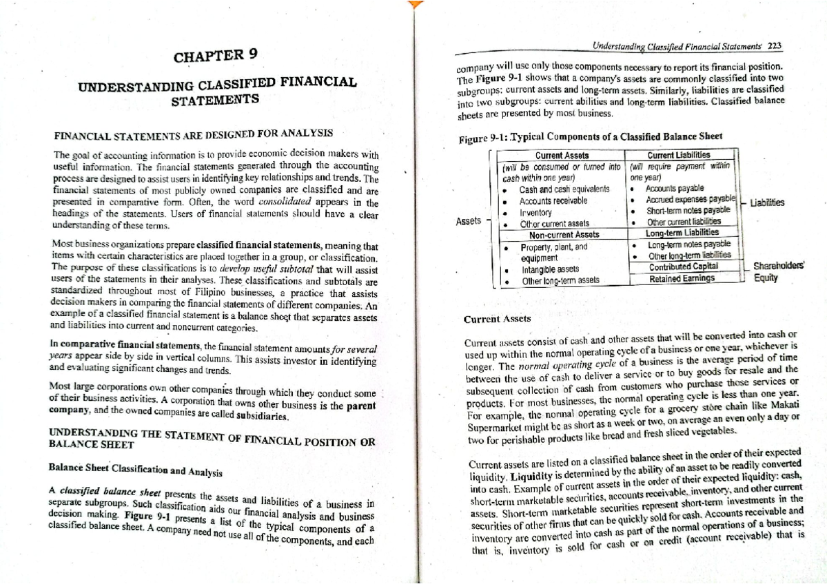 Chapter 9- Understanding Classified Financial Statements - CHAPTER 9 ...