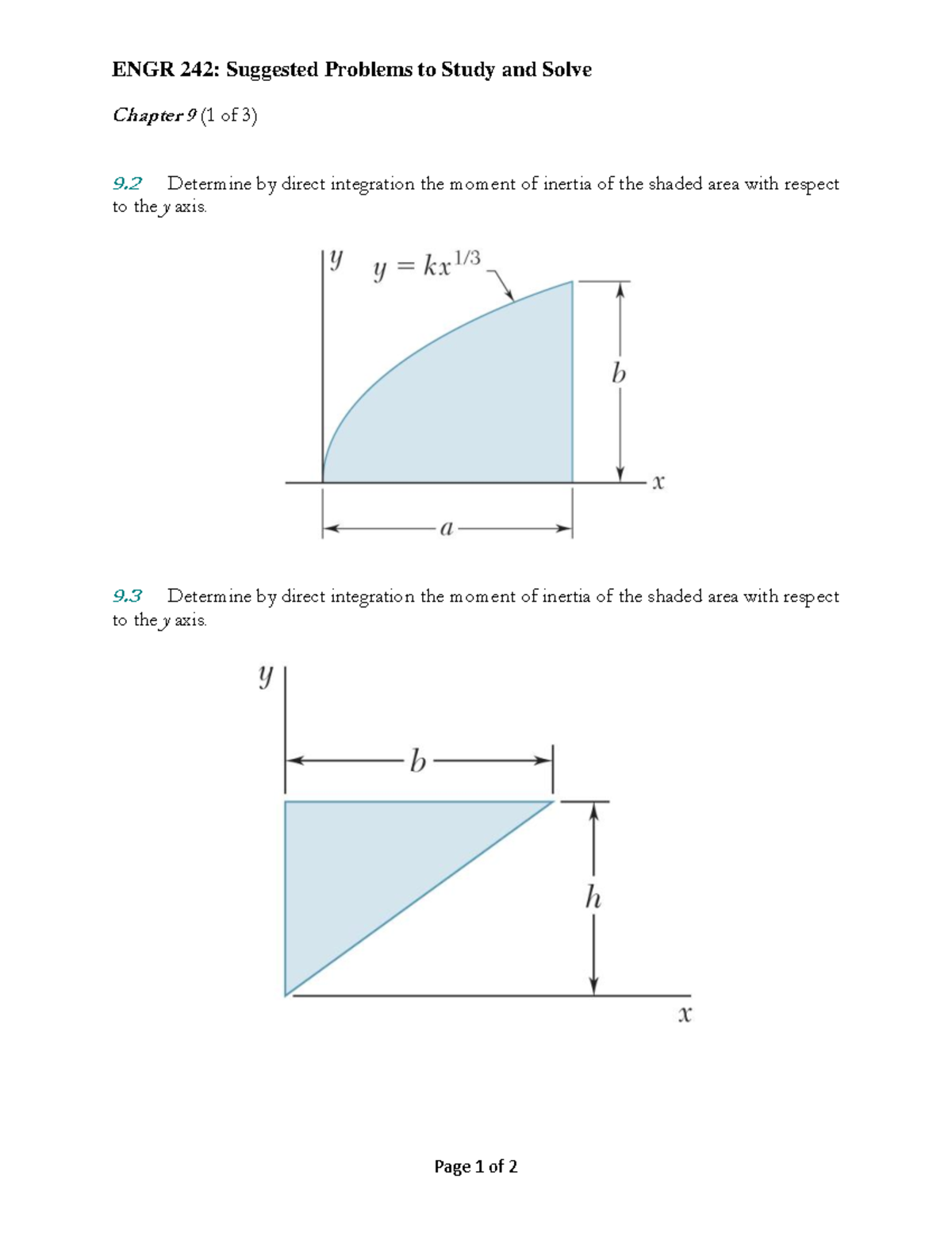Suggested Problems Ch9 1 of 3 - ENGR 242: Suggested Problems to Study ...