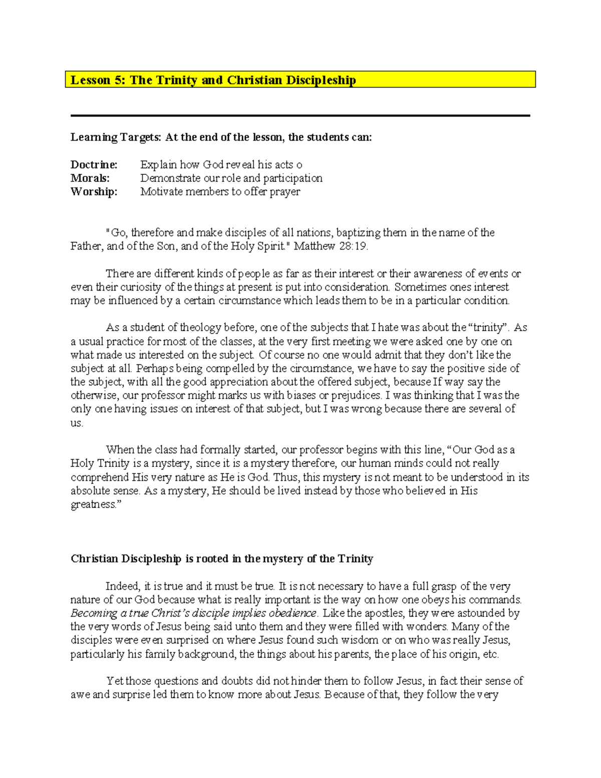 4.-RS4-Lesson-4 The-Trinity-and-Christian-Discipleship - Lesson 5: The ...