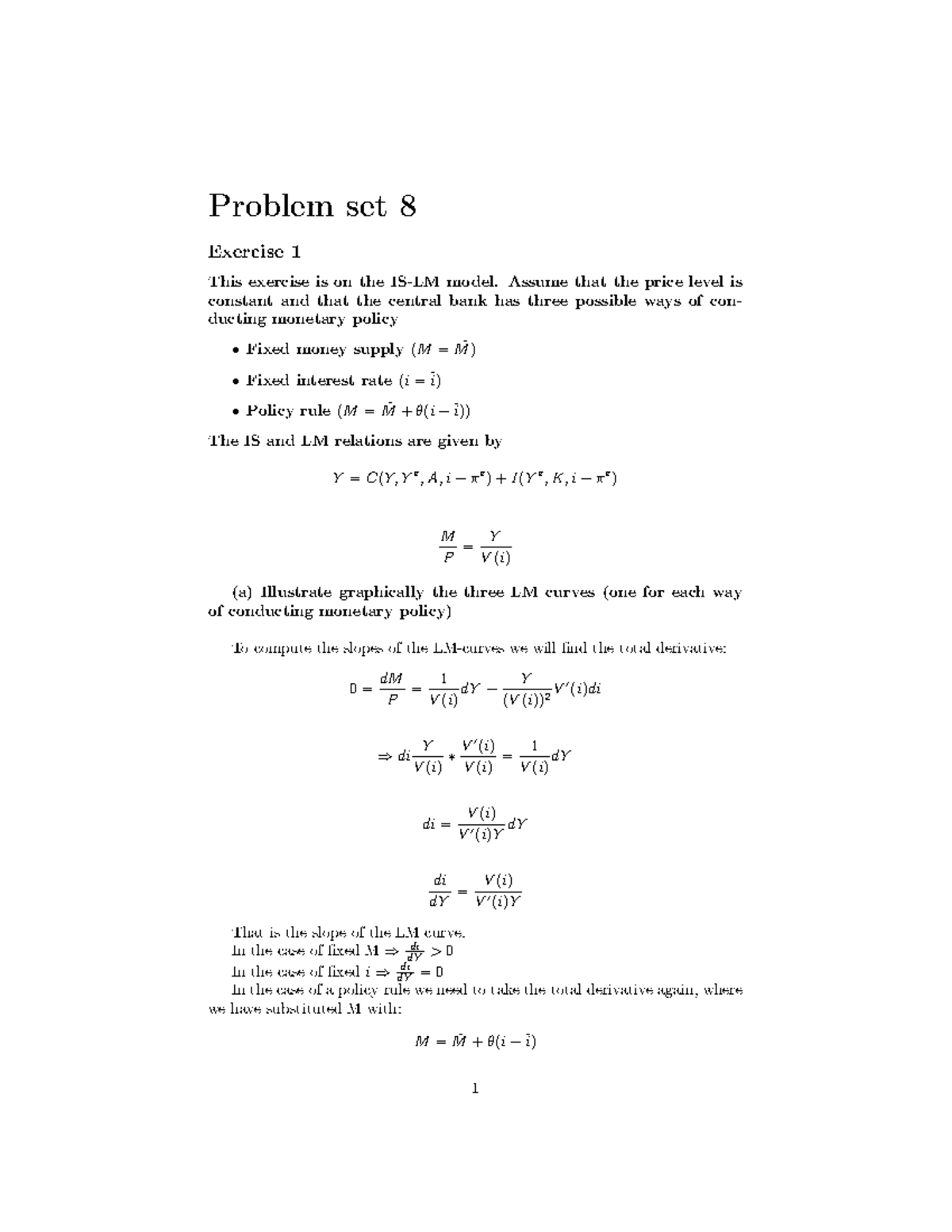 Problem set 8 - macro - Pr♦ ♠s t ① r s s ① r s s♦♥t ♠♦ - Studocu