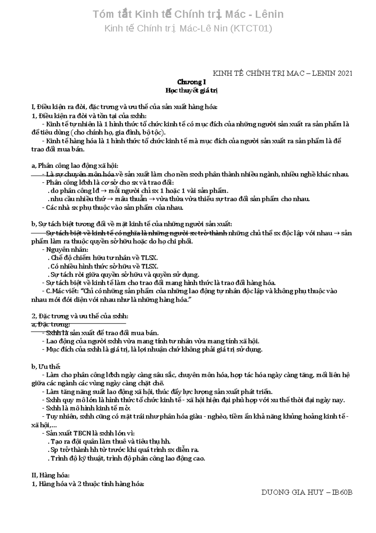 Dlstudocu - Hay - Tóm t ¿ t Kinh t ¿ Chính tr ß Mác - Lênin Kinh t¿ Chính trß Mác-Lê Nin (KTCT01 ...