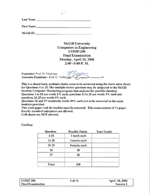 Assignment 1 - COMP 208 Fall 2023 Assignment 1 Posted: Wednesday ...