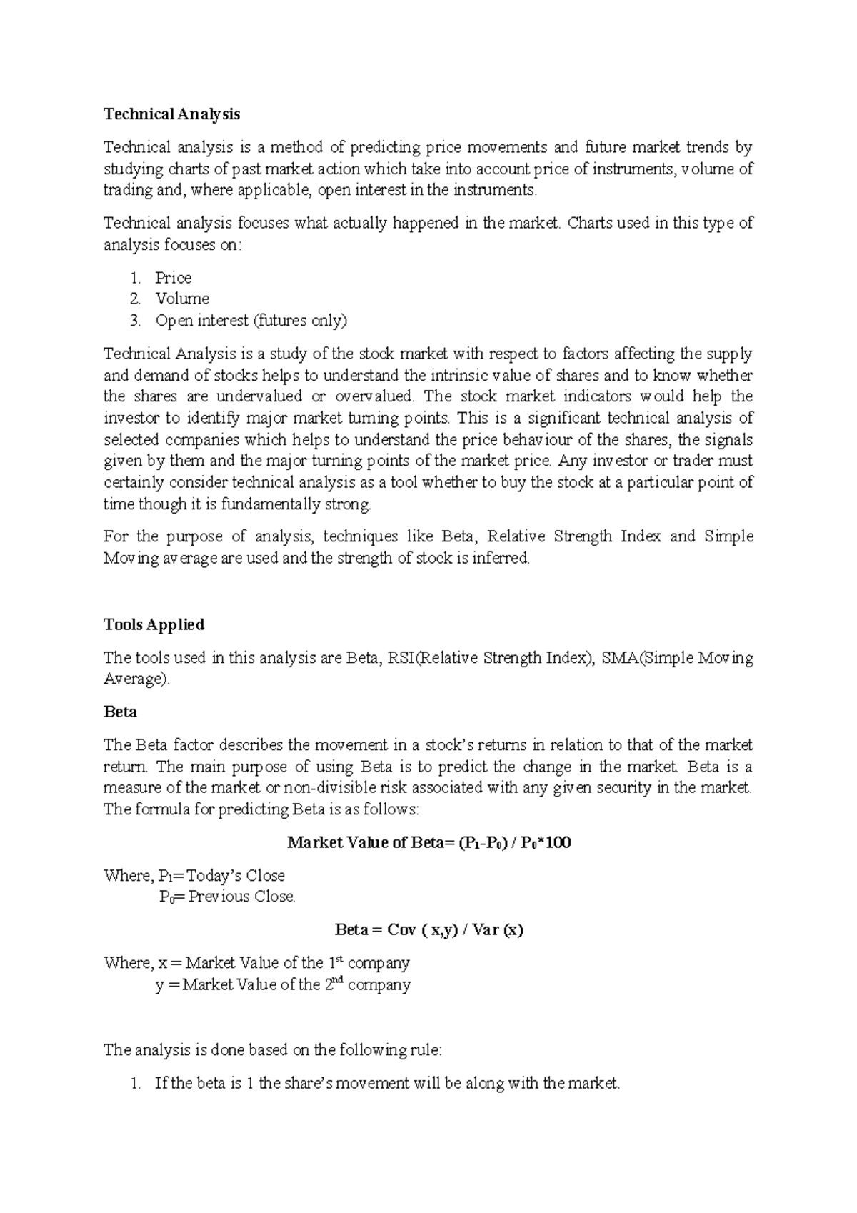 Technical analysis - Technical Analysis Technical analysis is a method ...