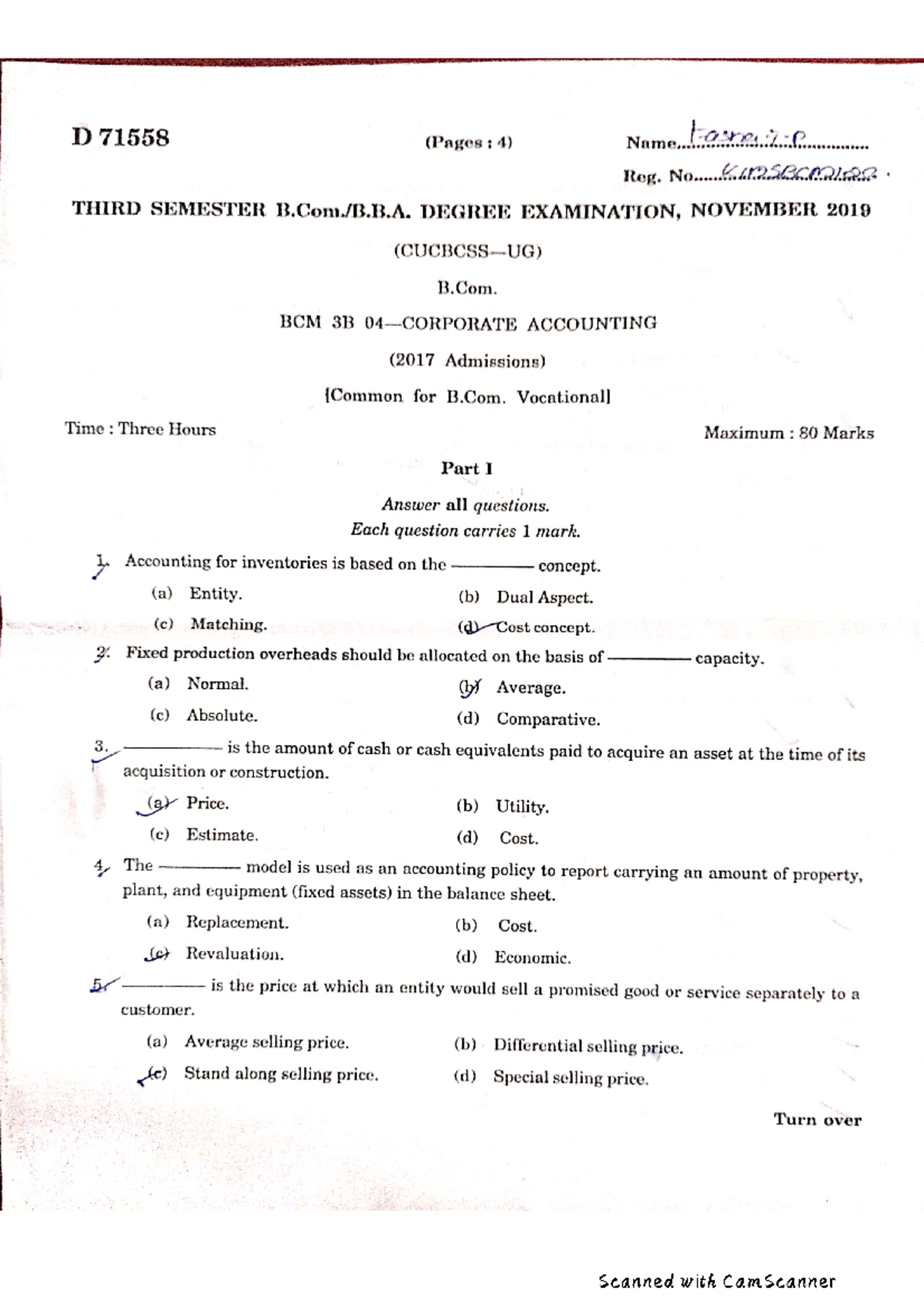 3 sem- corporate accounting - Ba /BBA/BCom calicut university - Studocu