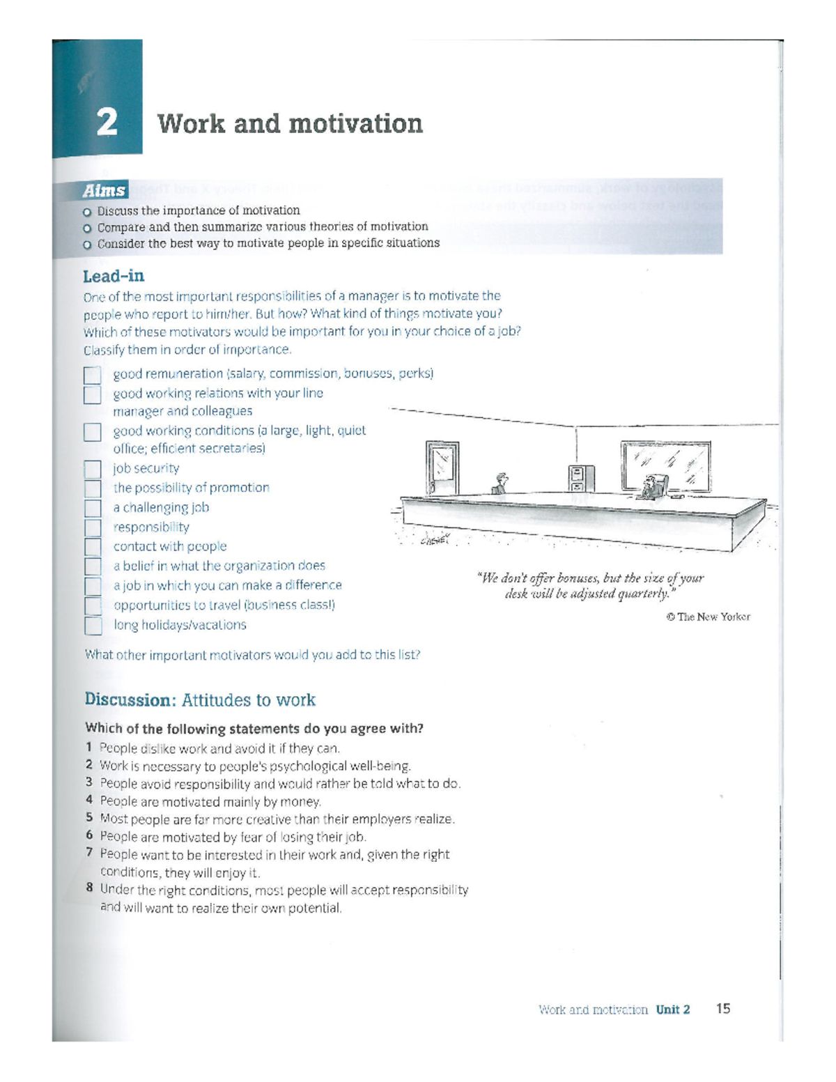 BE1 - Ch2 - Work and Motivation - 2 Work and motivation Aims Discuss ...