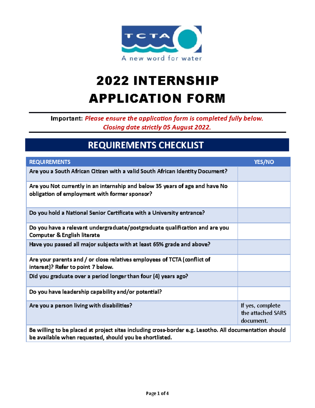 TCTA-Internship-Application-Form-Final 2022 - 2022 INTERNSHIP ...