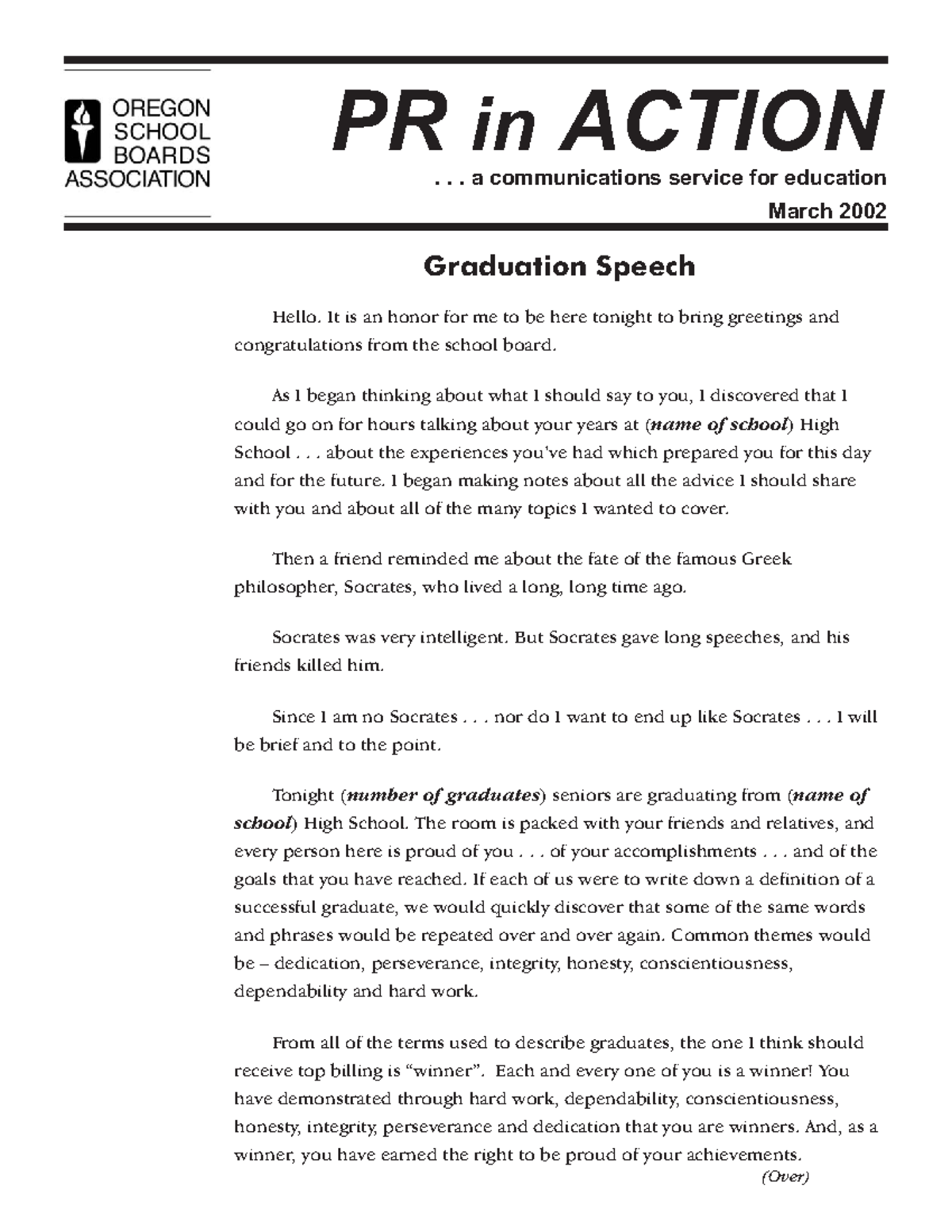 Basic Graduation Speech - Graduation Speech Hello. It is an honor for ...