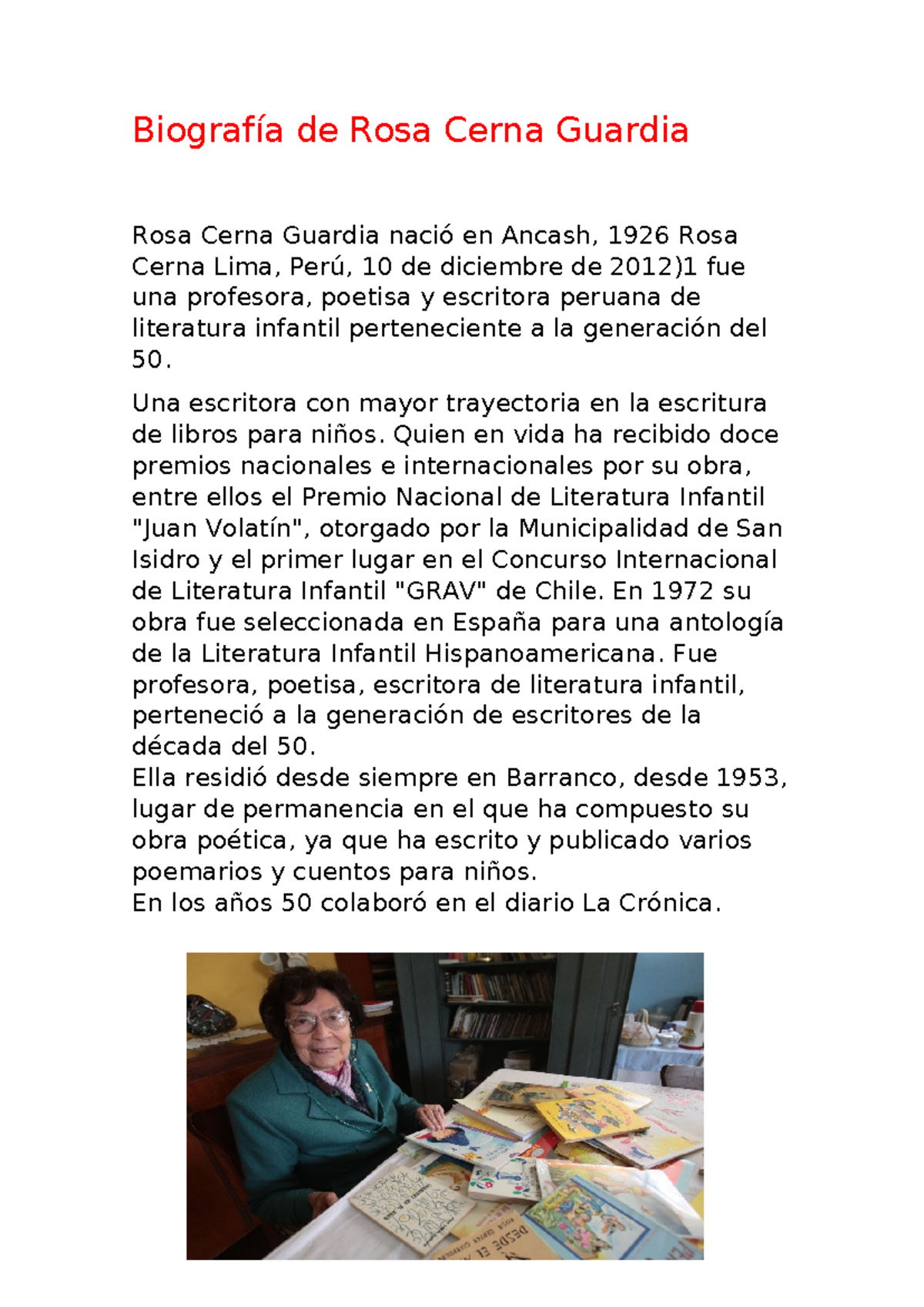 Biografía de Rosa Cerna Guardia - Biografía de Rosa Cerna Guardia Rosa ...