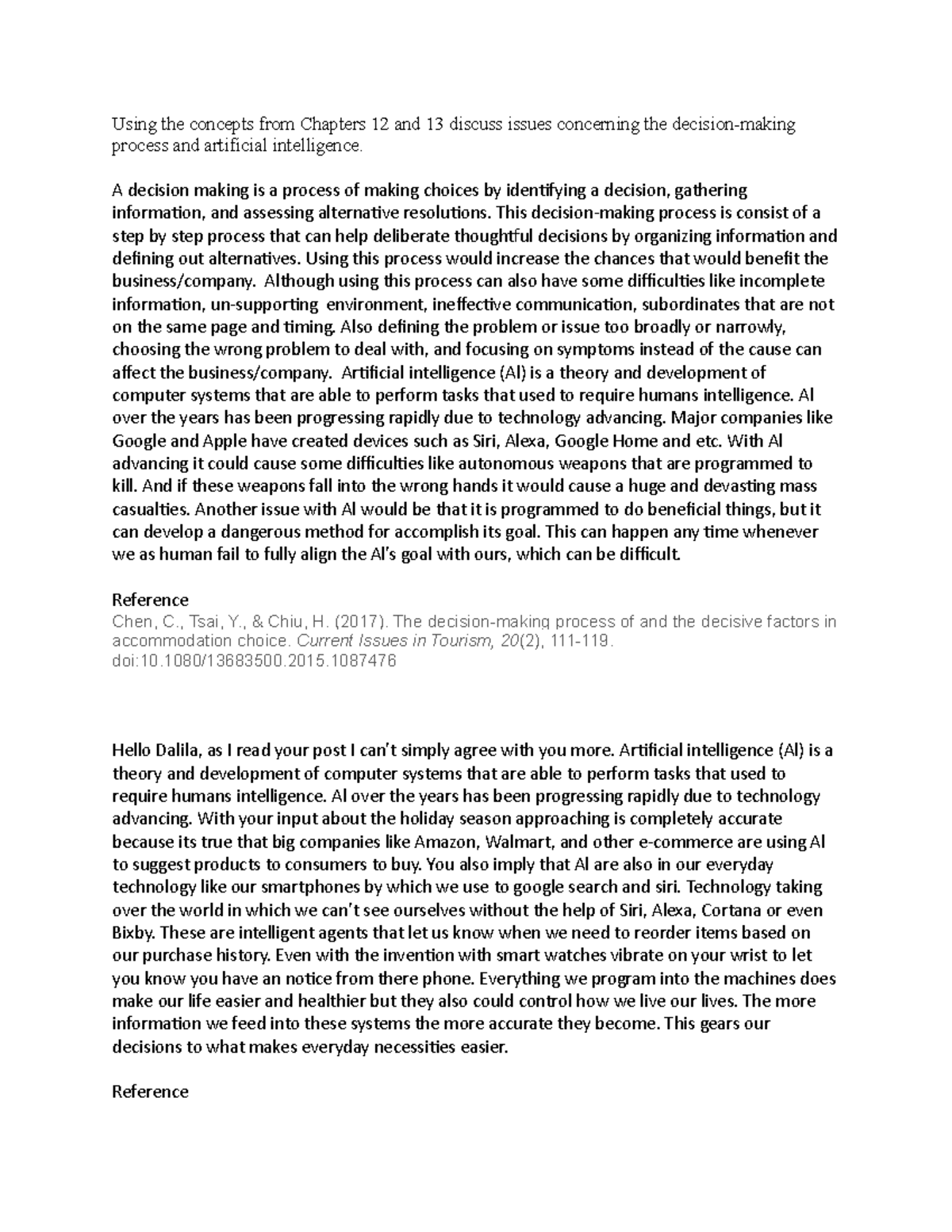 MIS CH 12 &13 Disscussion - Using the concepts from Chapters 12 and 13 ...