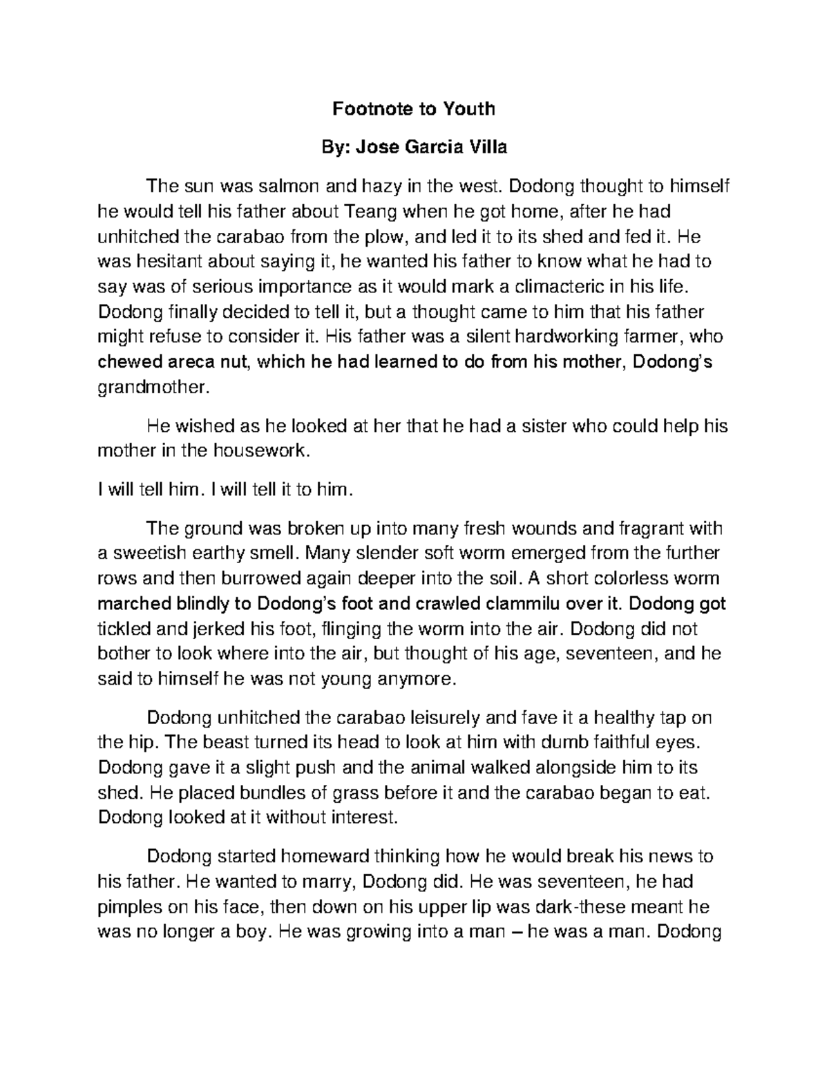 Footnote to Youth-Jose Garcia Villa - Footnote to Youth By: Jose Garcia ...