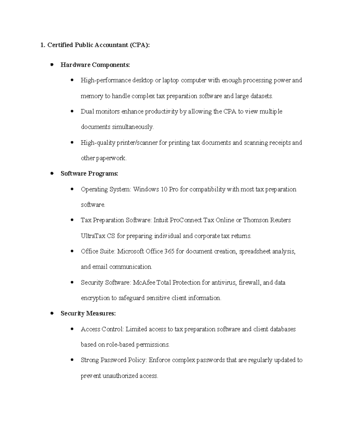 Project One Technology Hardware and Software - Certified Public ...