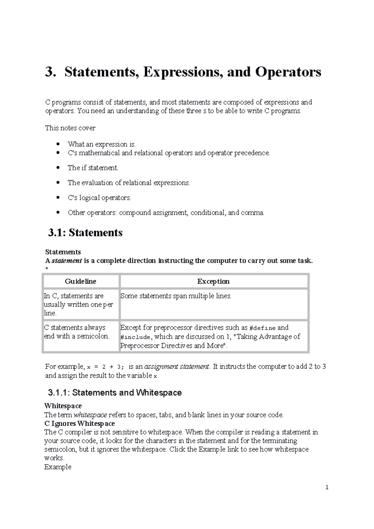 1585665347 Lesson 3 Experession And Operators 3 Statements Expressions And Operators C