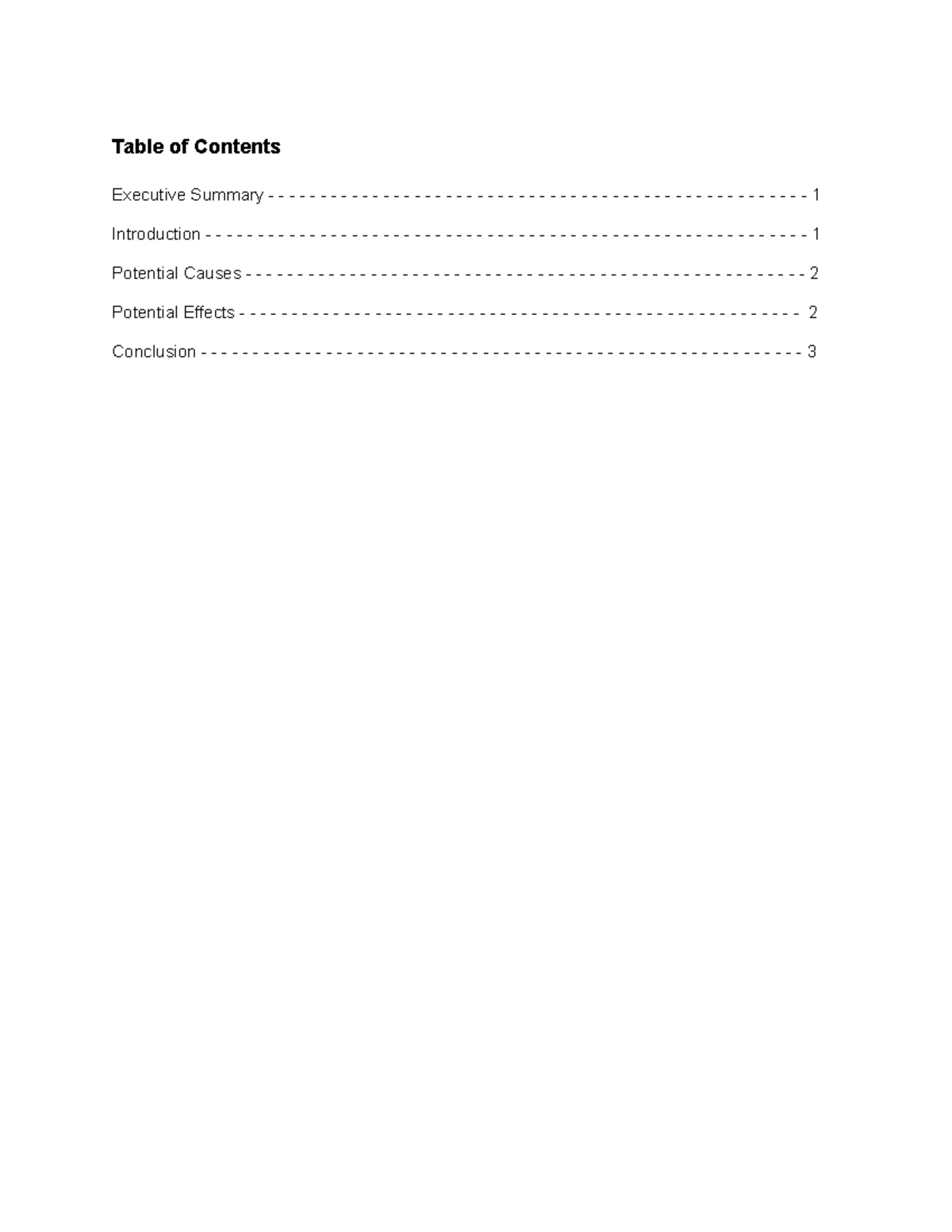 Analytical Situation Report -Swati Mistry - Table of Contents Executive ...