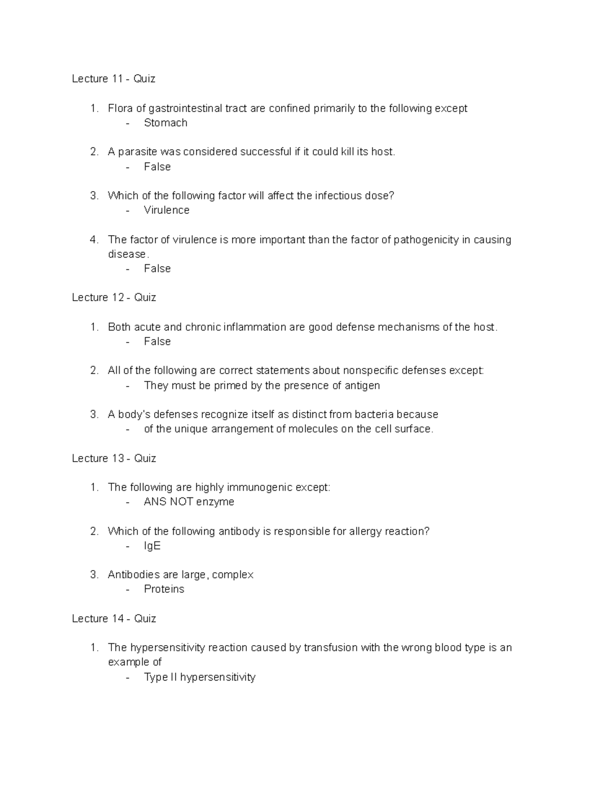Lesson 3 Test - Microbio - Lecture 11 - Quiz 1. Flora of ...