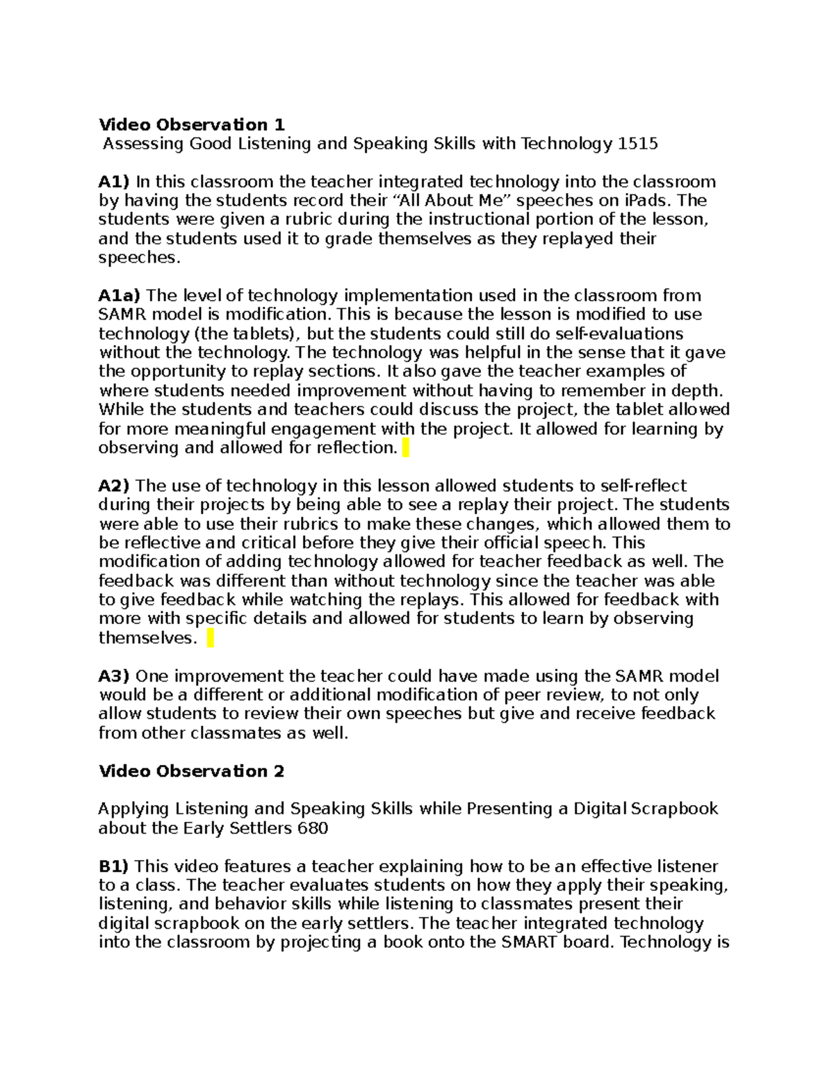 Video observation technology official - Video Observation 1 Assessing ...