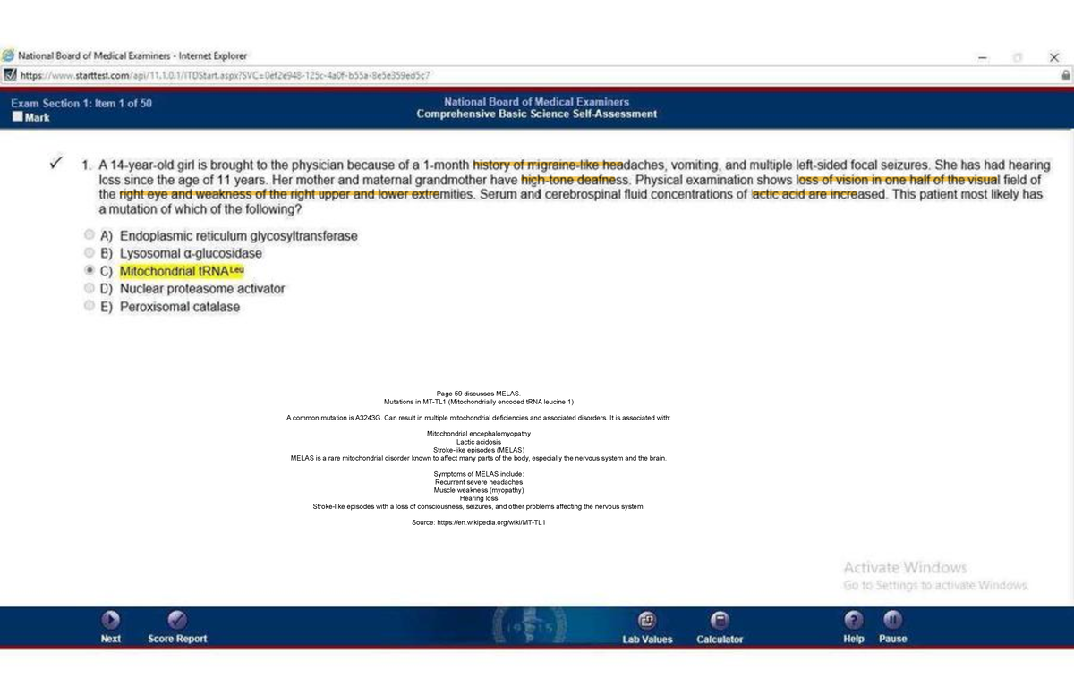 NBME 20 A - S! National Board cf Medical Examiners - Internet Explorer ...