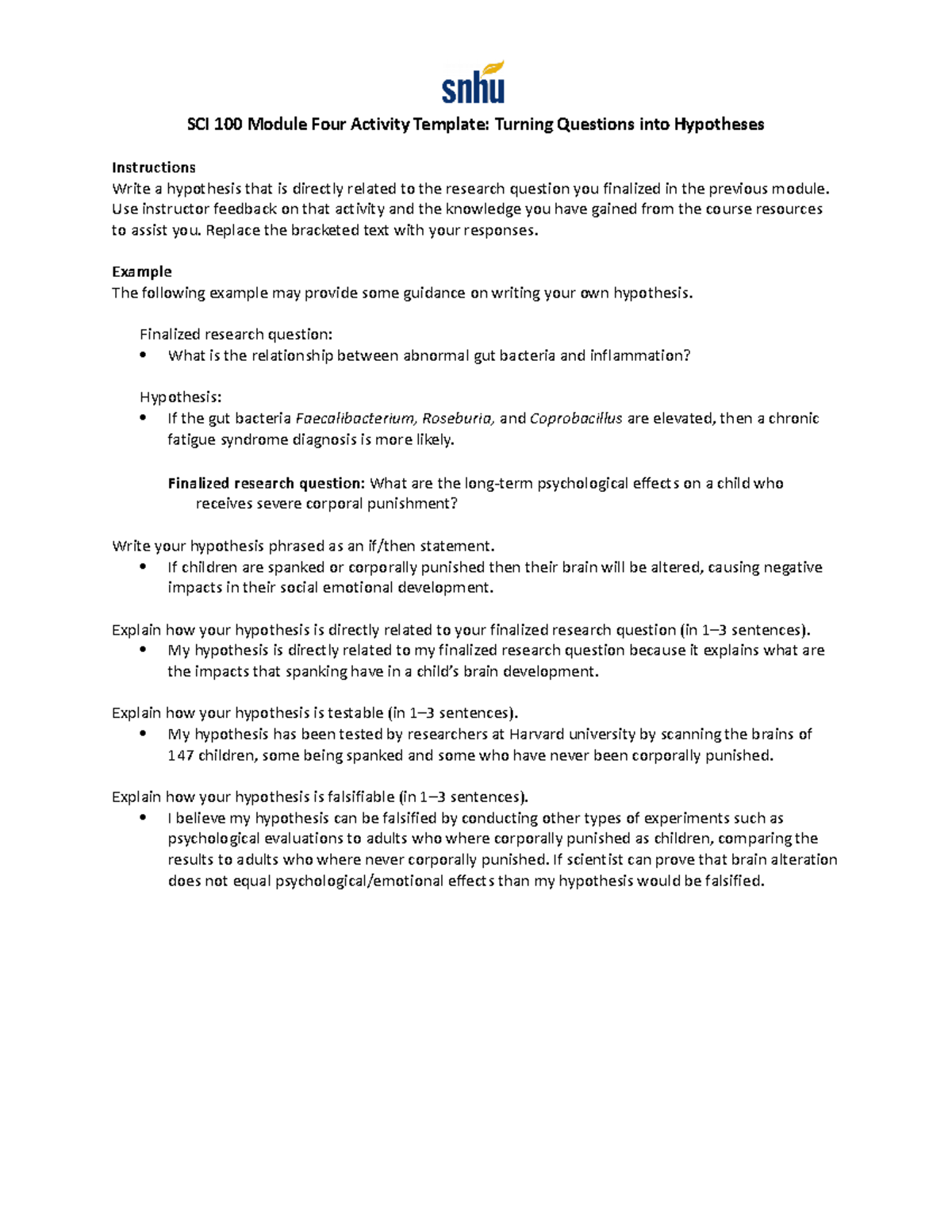 SCI 100 Module Four Activity Template Ashley Rivera - SCI 100 Module Four Activity Template ...