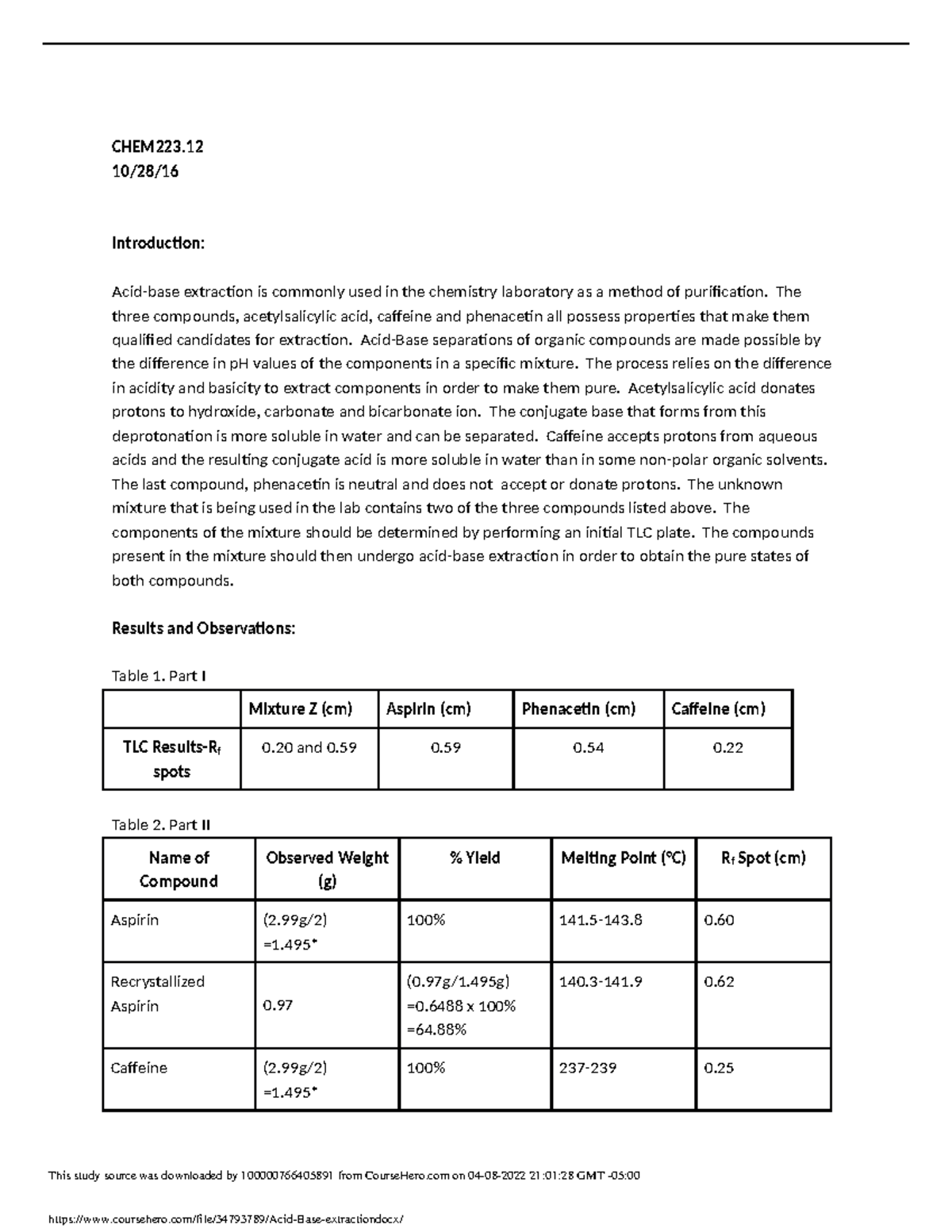 Acid Base extraction - Recrystallization is a technique for the ...