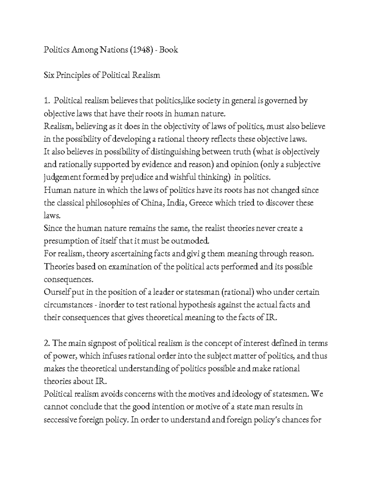 Six principles of political realism by Morgenthau - Politics Among ...