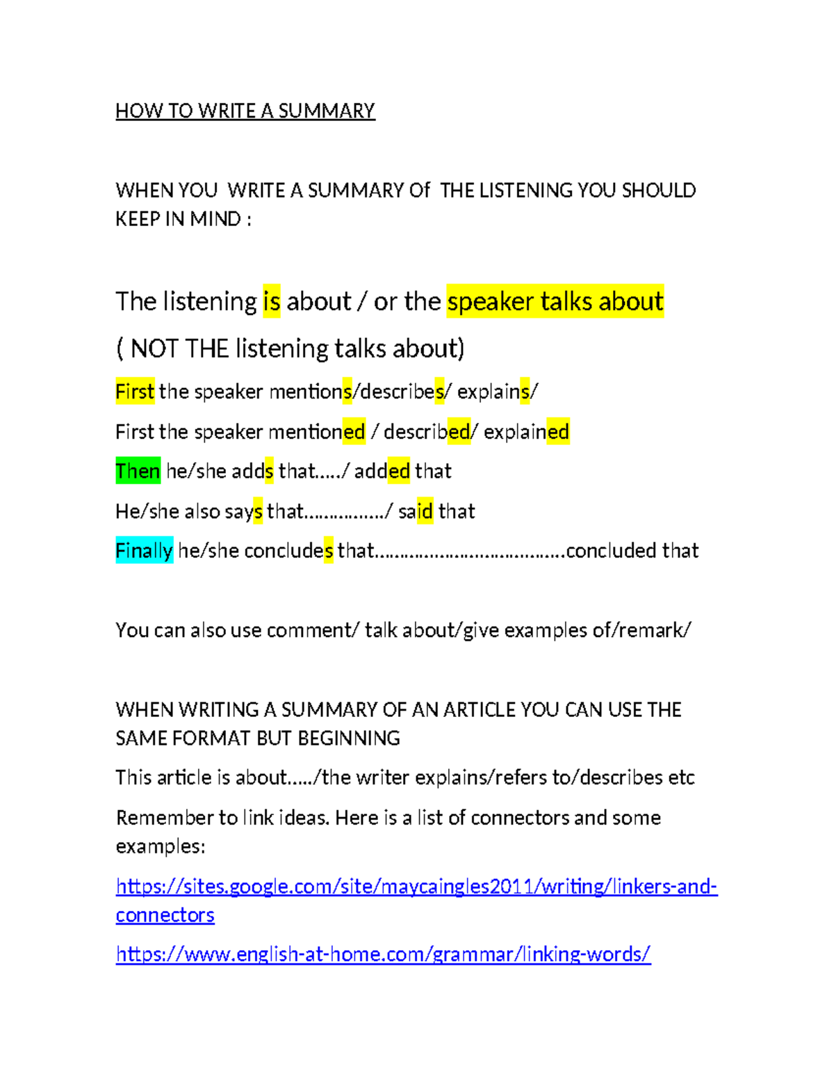 How to write a summary - HOW TO WRITE A SUMMARY WHEN YOU WRITE A ...