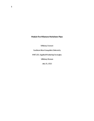 MKT205 Module Two Milestone - Module Two Milestone Worksheet: Target ...