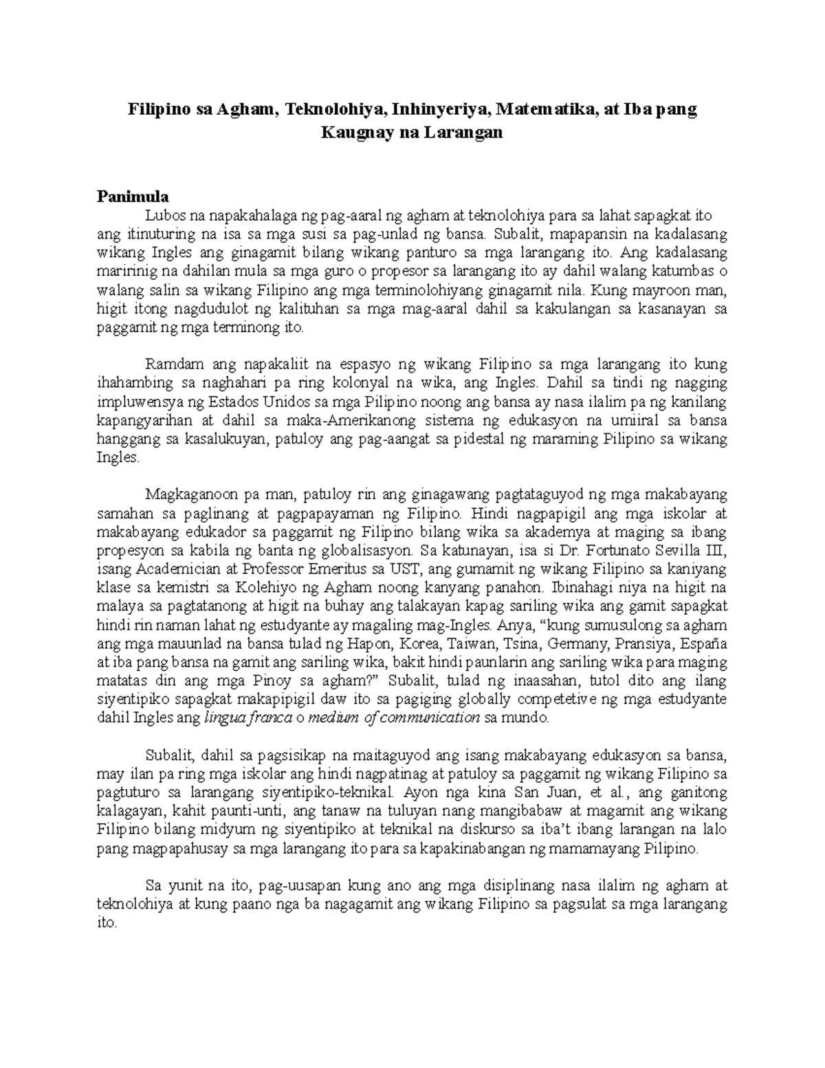 Yunit III Word Docs - This is my notes to this lesson - Filipino sa ...