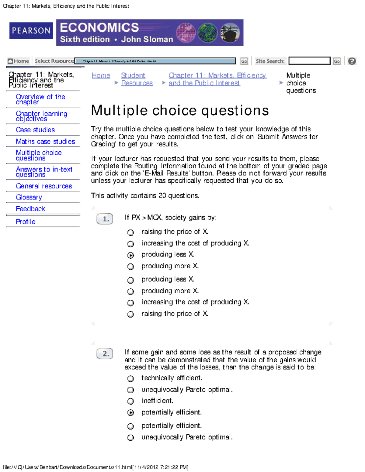 Questions and answer in Economics for your studies - Chapter 11 ...