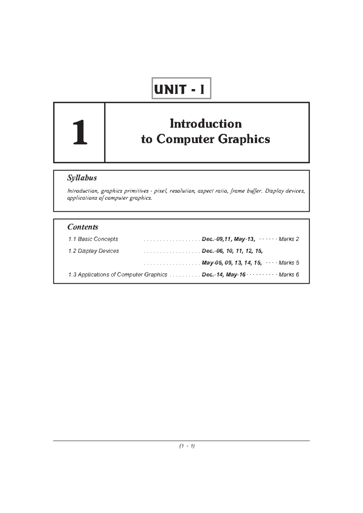 CG u1 technical - Syllabus Introduction, graphics primitives - pixel, resolution, aspect ratio ...
