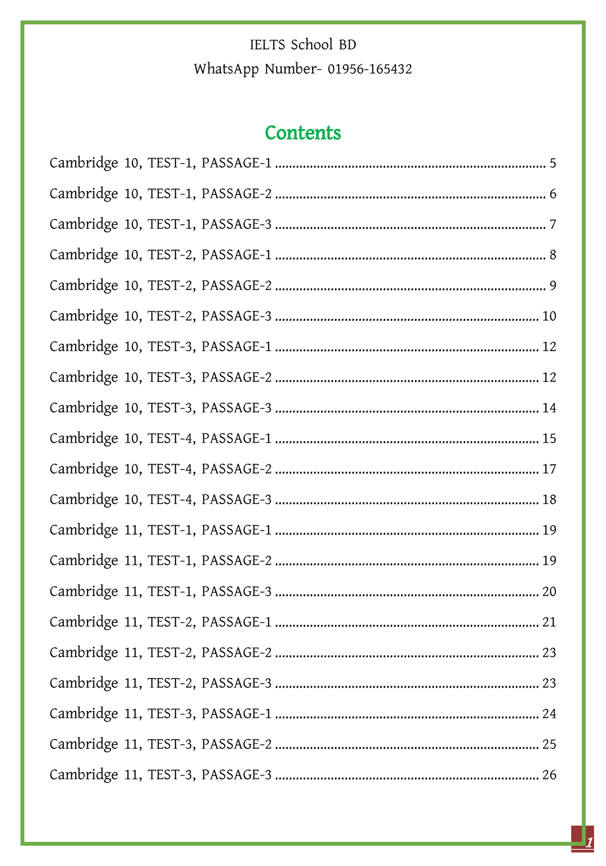 Cambridge 10-16 Reading Vocabulary - Contents WhatsApp Number- 01956 ...