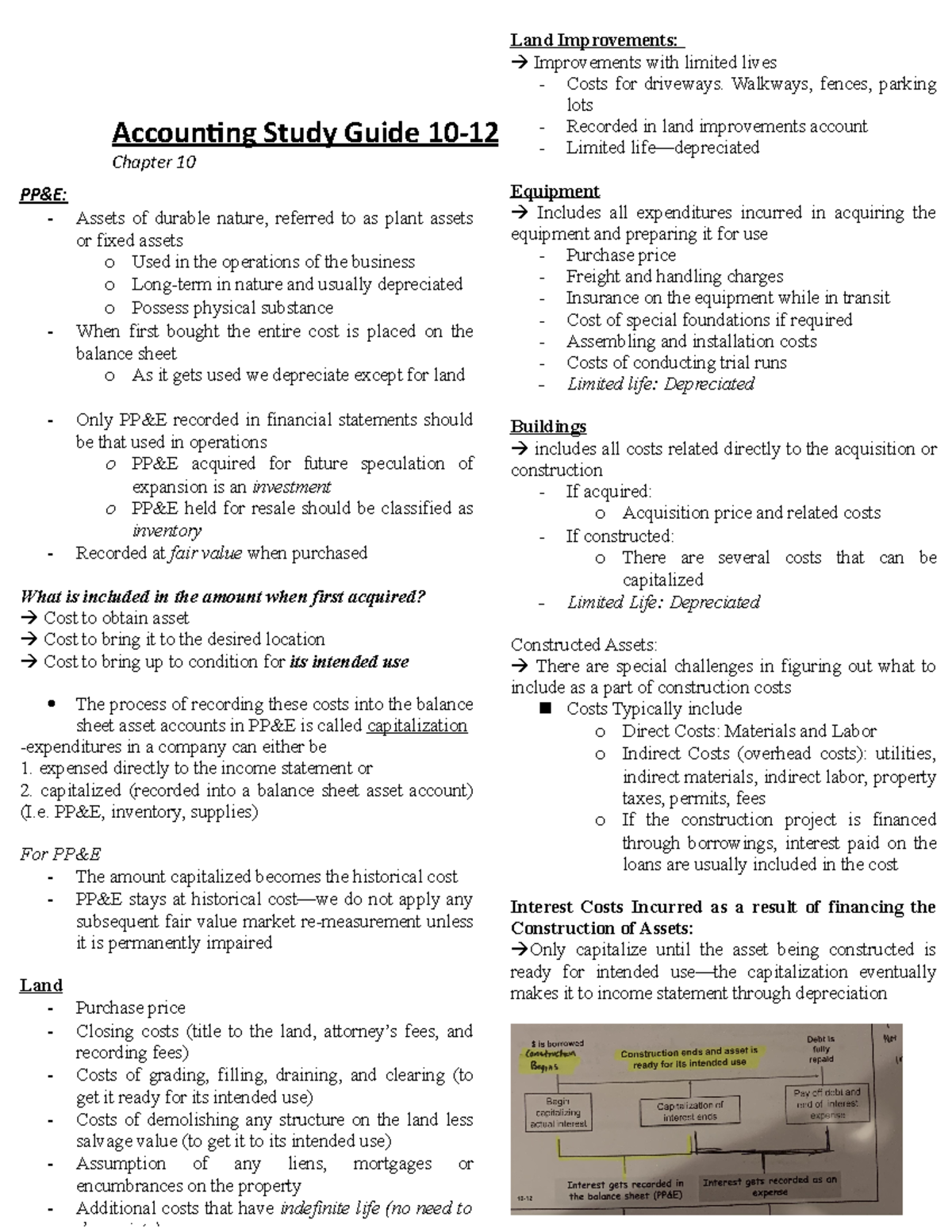 Review Notes for Chapter's 10-12 - Accounting Study Guide 10- Chapter ...