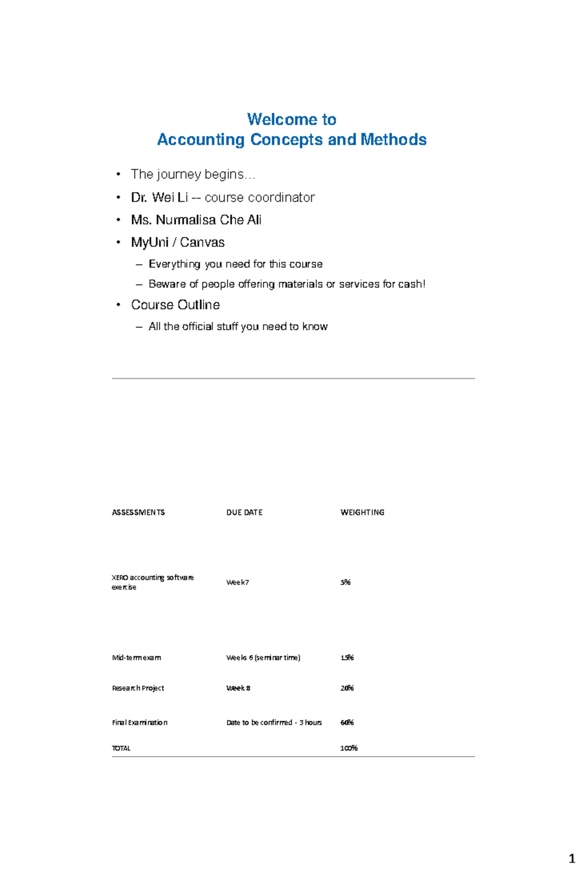 Wk 1 Introduction to accounting 2024T1 - Welcome to Accounting Concepts ...