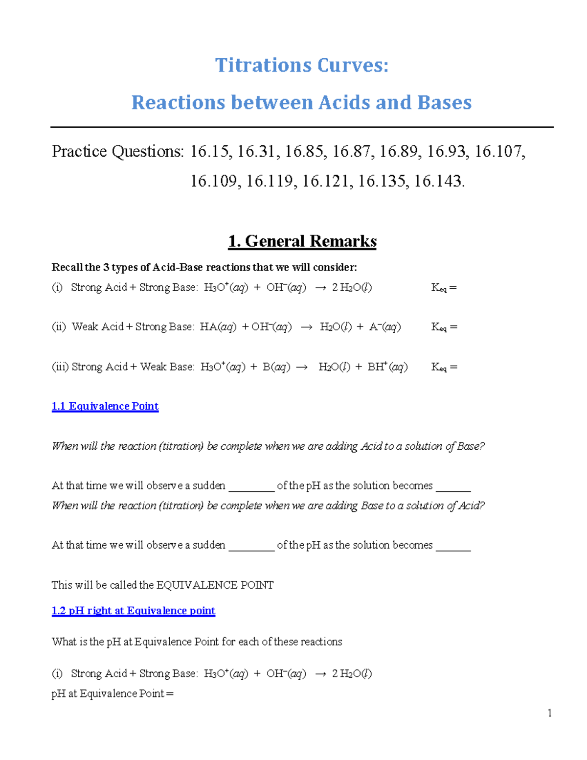 7. Titrations - dr. Auzona lecture slides - Titrations Curves ...