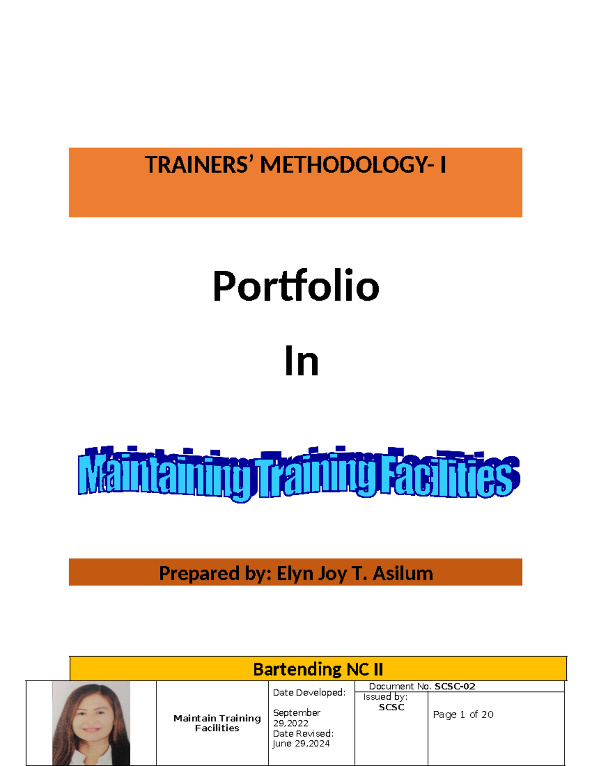 MTF- Final- Template - Bread and Pastry Production - TRAINERS’ METHODOLOGY- I Portfolio In ...