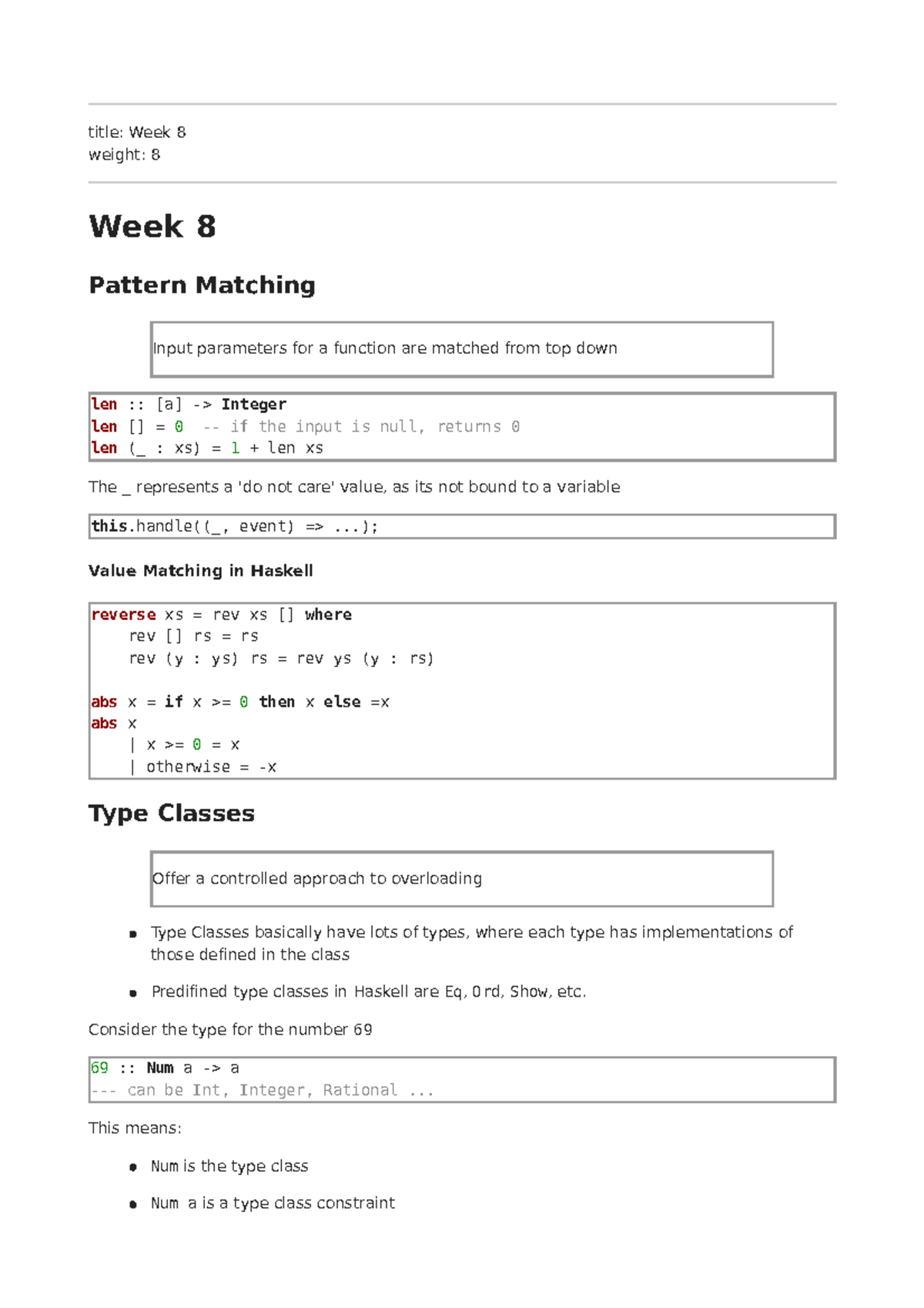 Week 8 Lecture Notes For Cscc24 Title Week 8 Weight 8 Week 8 Pattern Matching Input