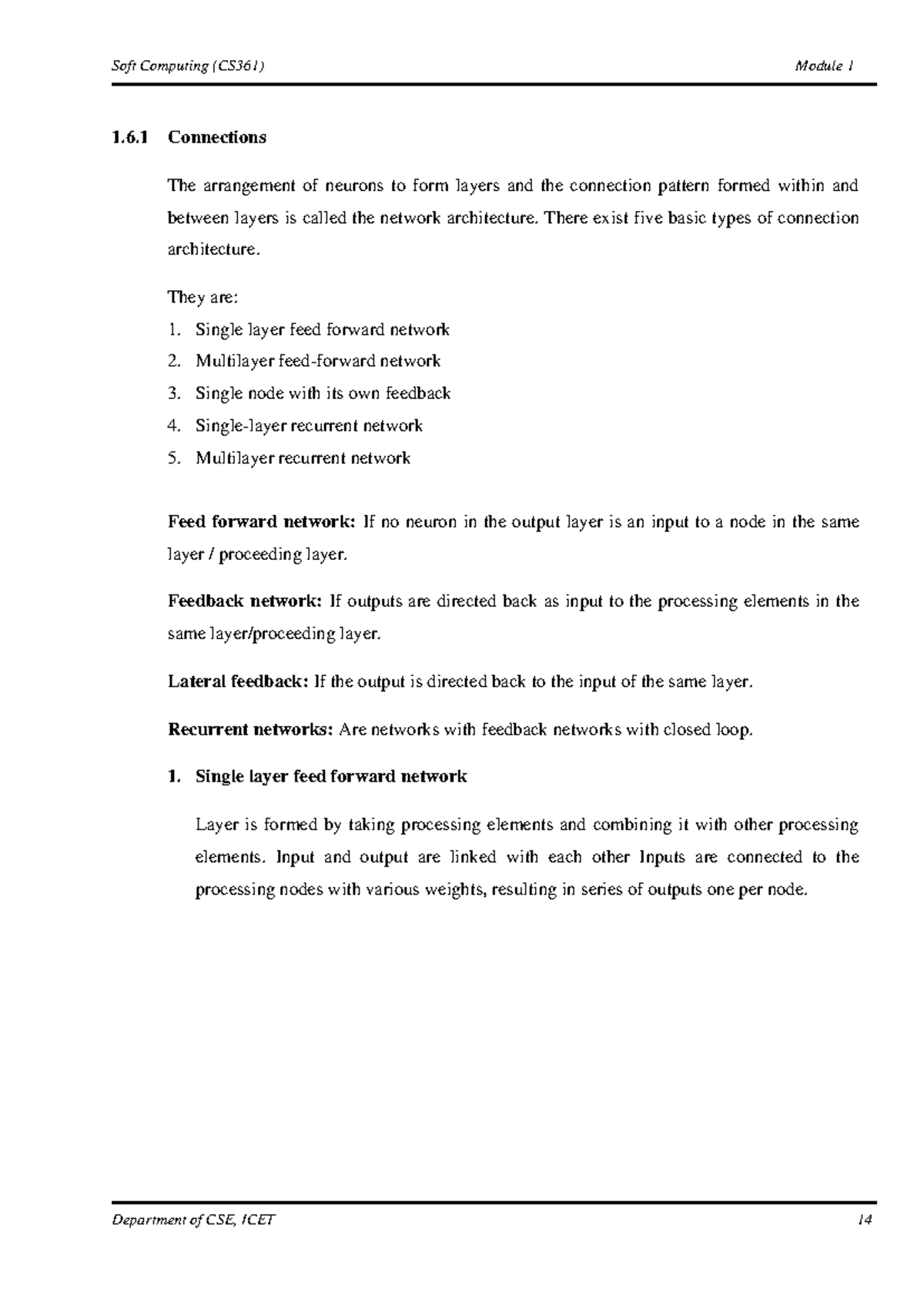 Soft Computing Notes 2nd Unit 7 Merged Department Of Cse Icet 16 Connections The Arrangement
