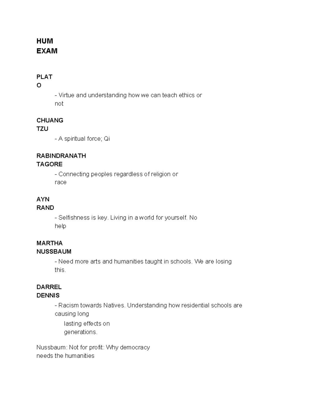 HUM EXAM - Summary Introduction to the Humanities - HUM EXAM PLAT O ...