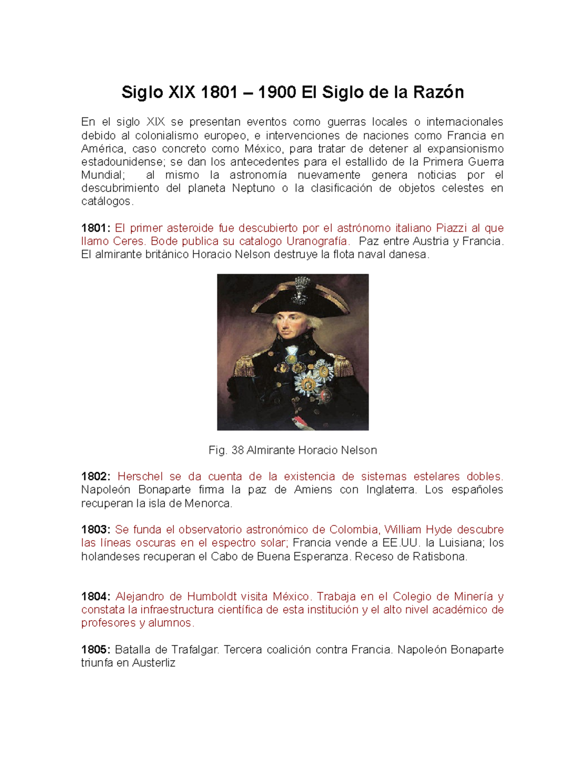 1801a1900 - tarea años - Siglo XIX 1801 – 1900 El Siglo de la Razón En el siglo XIX se presentan ...