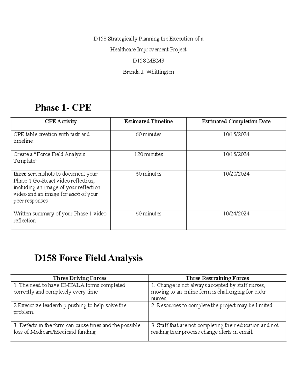 D158 MBM3 - MBM3 - D158 Strategically Planning the Execution of a ...