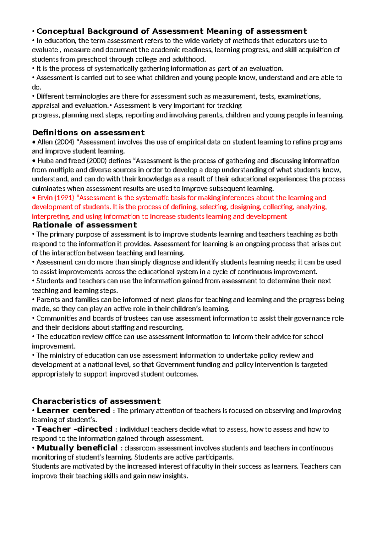 Conceptual Background of Assessment - It is the process of ...