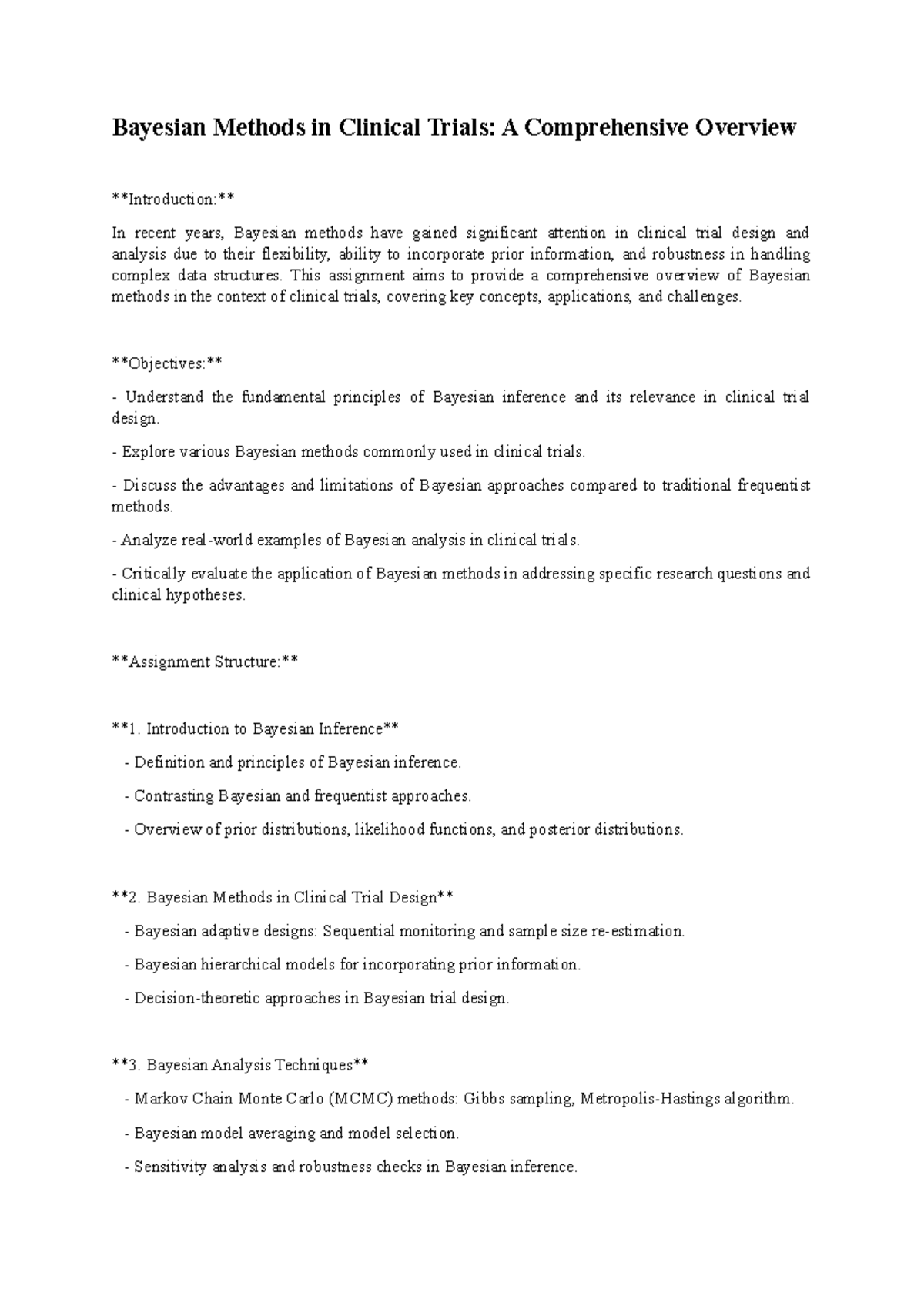 Bayesian Methods in Clinical Trials - This assignment aims to provide a ...