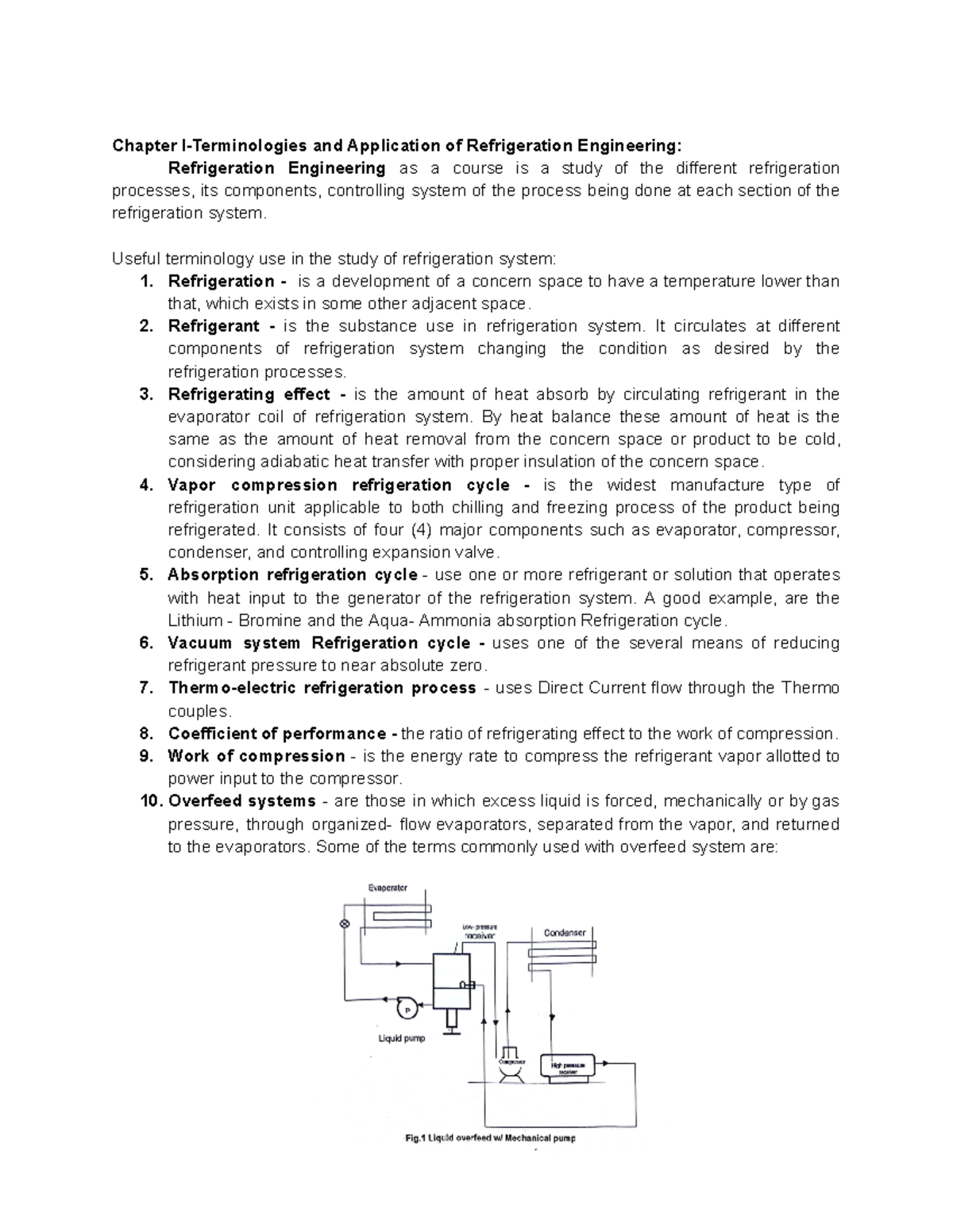 Terminologies refsys - refrigeration system - Chapter I-Terminologies and Application of - Studocu