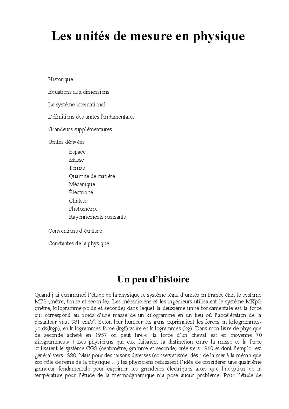 11unites - Cours et exercices physique - Les unités de mesure en ...