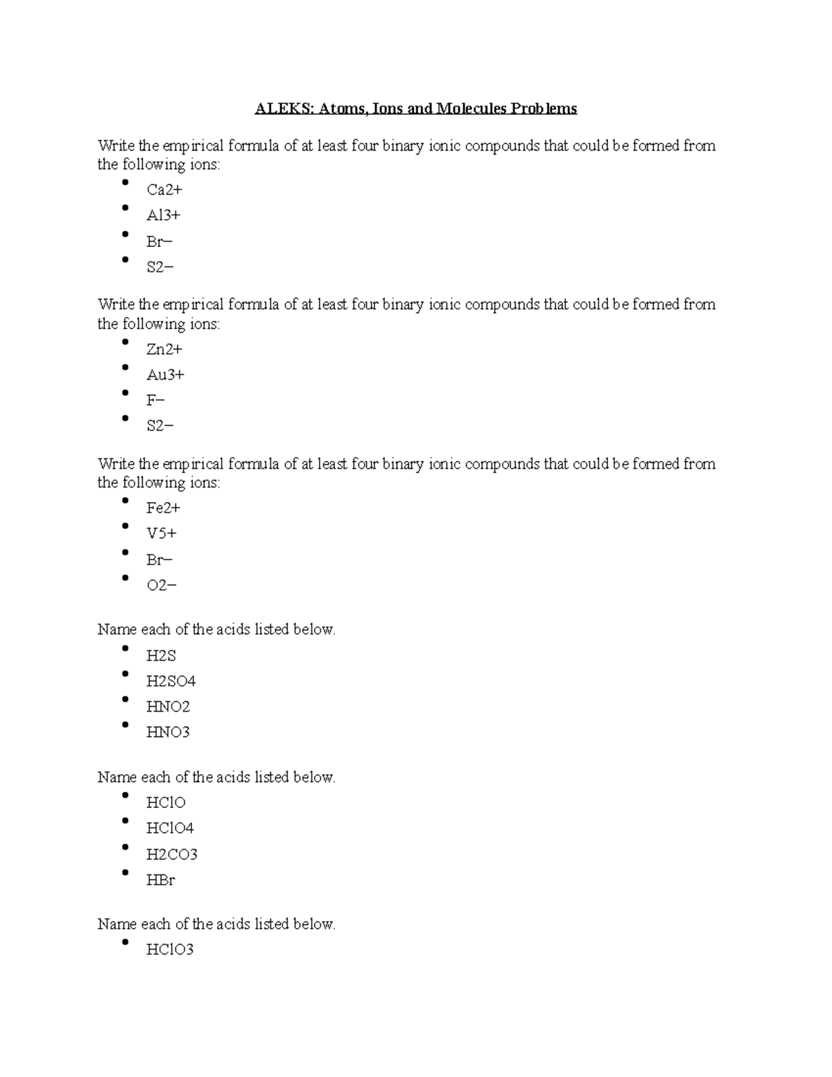 Practice, Atoms and Molecules - ALEKS: Atoms, Ions and Molecules ...