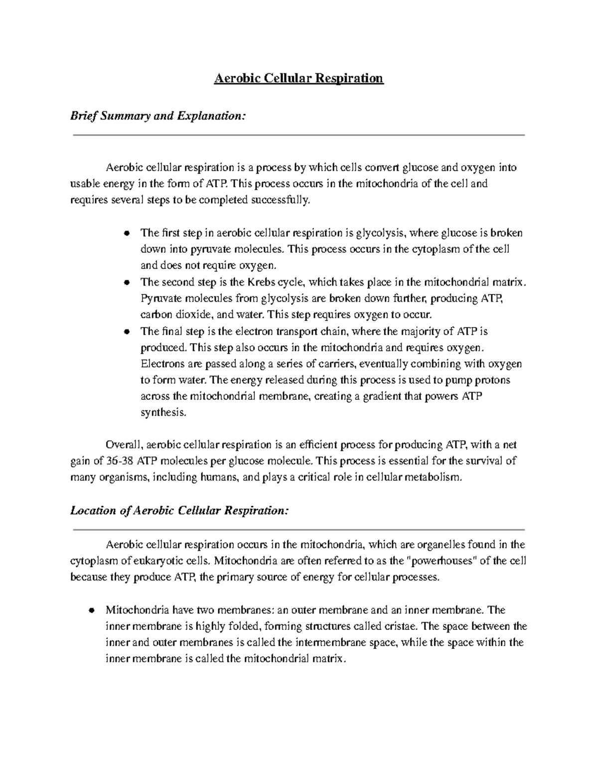 Aerobic Cellular Respiration Part 1 - Aerobic Cellular Respiration ...